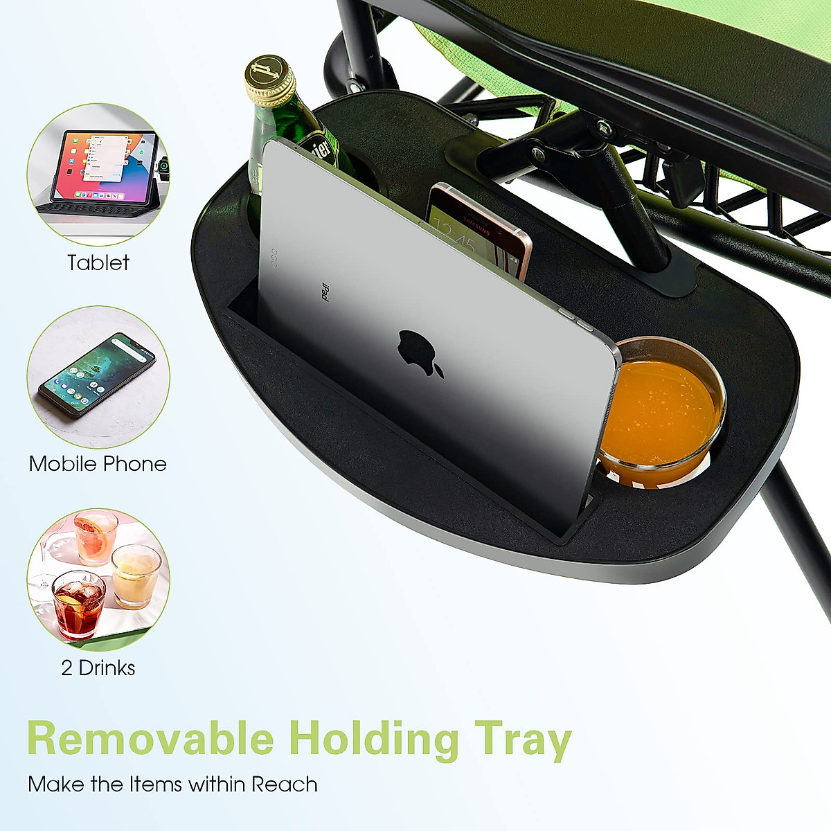 Goplus Zero Gravity Lounge Chairs, 160°Adjustable Folding Recliner w/Pillow and Cup Holder, 350LBS Comfy Outdoor Lounge Chairs for Patio, Lawn, Yard & Camp(1, Green)