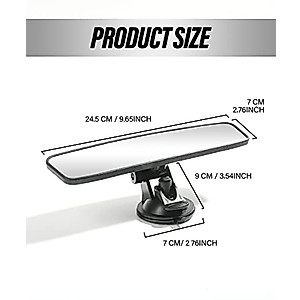 ESEWALAS Suction Cup Rear View Mirror,Anti-Glare HD Car Interior Rearview Mirror with Adjustable Suction Cup,Universal Thickened Inside Rearview Mirror, Car Mirror for RV Marine Auto (White)