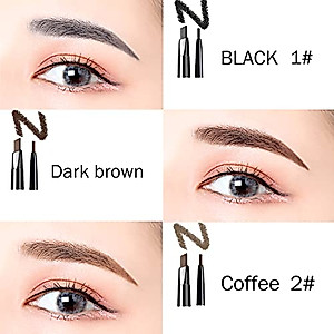 2pcs Eyebrow pencil, Double Ended Waterproof Brow Pen,profession durable sweat-proof Kit,With Eyebrow Brush(Black)