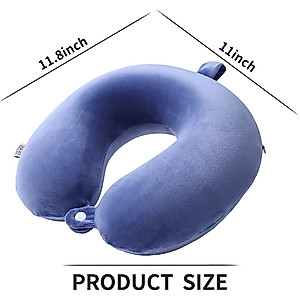Cozy BoSpin Memory Foam Travel Pillow- Portable Neck Support Pillow on Flights, Car, and at Home, Comfortable Airplane Travel Pillow,Lightweight Quick Pack for Camping (Blue)