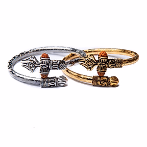 Wonder Care WC Shiv Bracelet Cuff Kada for men| Lord Shiva Bahubali Brass Bracelet for men| Religious Brass Shiv kada | Free size Bracelet For Mahashivratri | Mahadev Bracelet Pack of 2