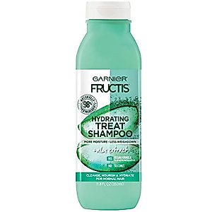 Garnier Fructis Hydrating Treat Shampoo, 98 Percent Naturally Derived Ingredients, Aloe, Nourish and Hydrate for Normal Hair, 11.8 fl. oz.