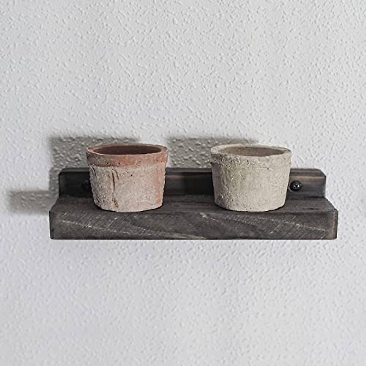 Freezing point Set of 2 Natural Wood 8Inch Small Wall Shelf Mini Floating Shelves for Wall Decor Plant Collectibles Mounted Kitchen Bathroom Bedroom Corner Decorative Storage Tiny Stand Black Grey