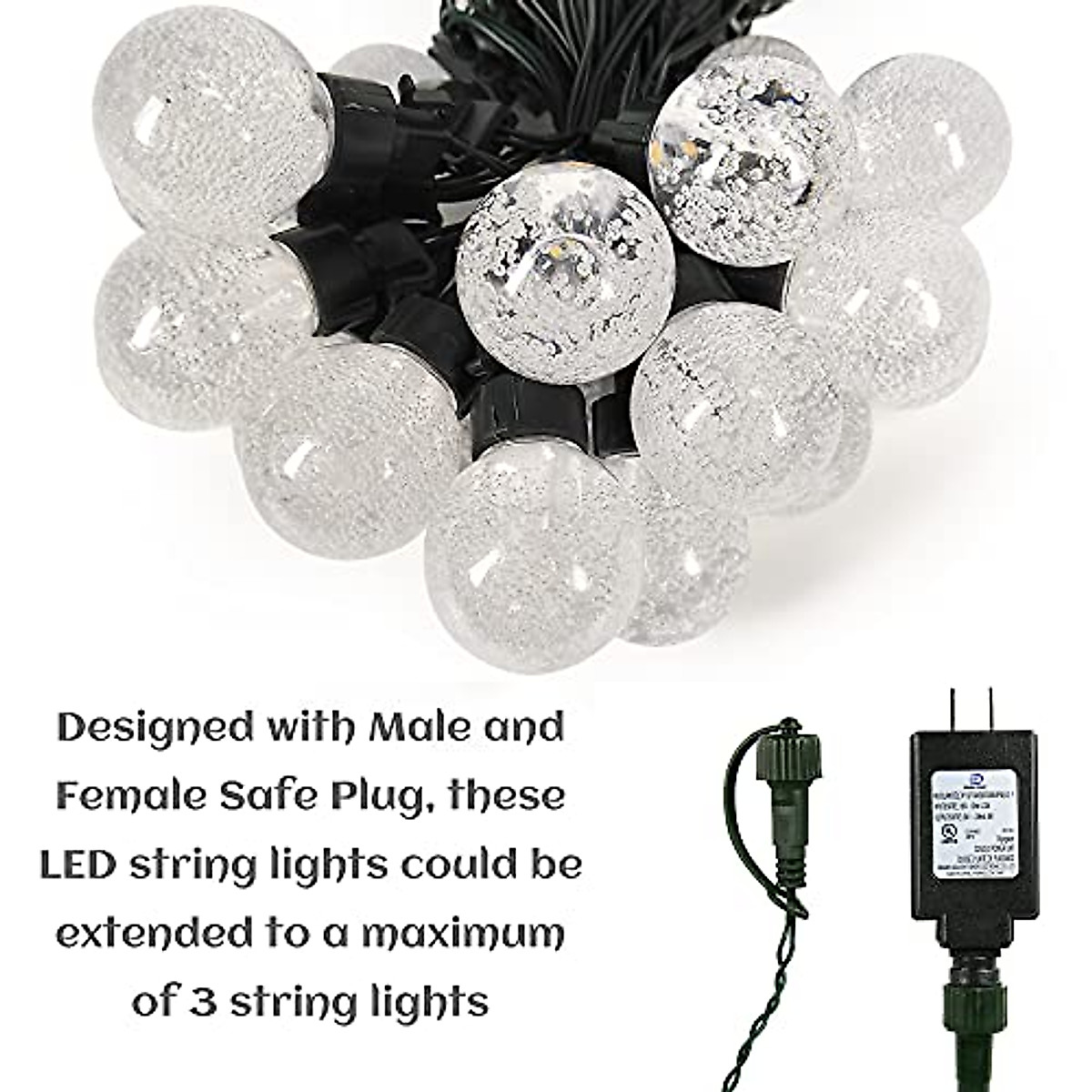 AWQ 35 FT Globe String Lights Outdoor Commercial Grade Light with 20 G50 Shatterproof LED Bulbs Waterproof Extendable for Indoor Outdoor Wedding Garden Party Christmas Trees Decoration (Warm)