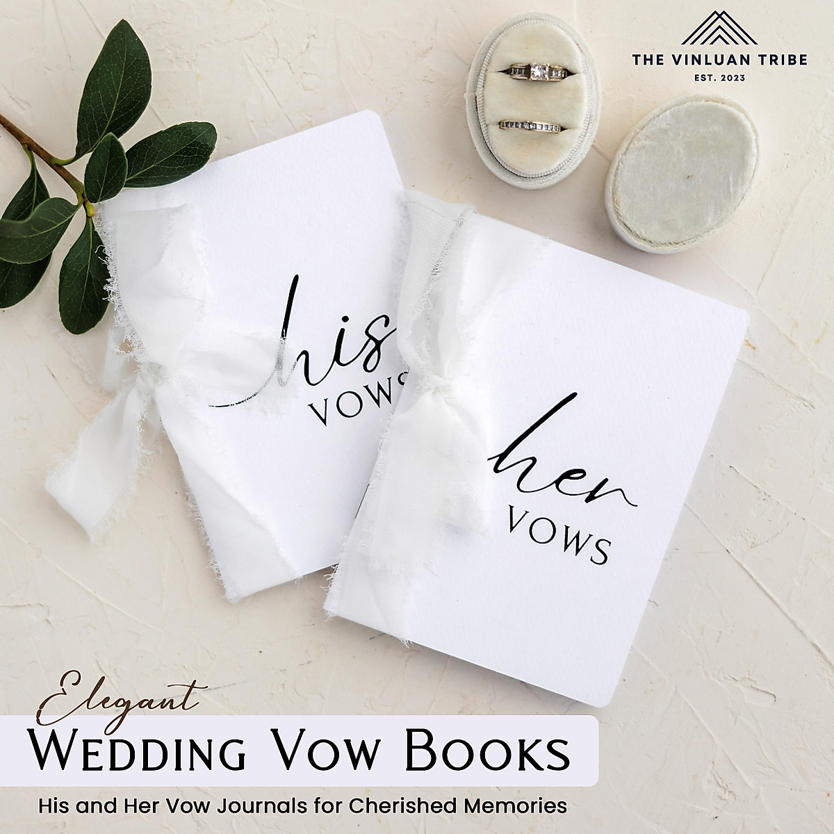 Vow Books - Wedding Vow Books His and Hers | Wedding Vow Books With White Ribbons | His And Her Vows Book| Wedding Journal for Bride-to-Be | His and Hers Gifts | Wedding Day Essentials