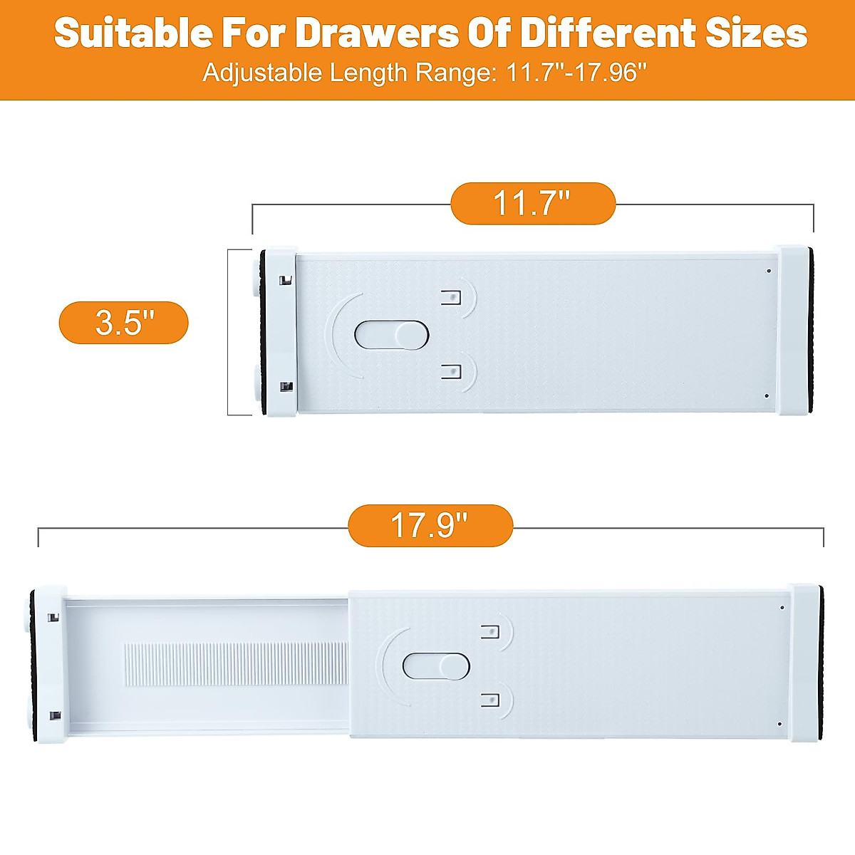 Dntorx 5 Pack Drawer Dividers ABS 3.5" High, 11.7''-17.9'' Adjustable Drawer Dividers Organizers for Clothes Organizers Expandable Separators Dresser Organizer for Clothes Kitchen Utensils Dresser