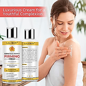 Hibiscus and Honey Firming Cream, Neck Firming Cream, Double Chin Reducer, Skin Firming and Tightening Lotion Cream, Neck Cream for Sagging Skin, Body Tight Cellulite Cream, Firming Lotion for Body Loose Skin-Anti Aging, Lifting, Anti Wrinkles-With Collag