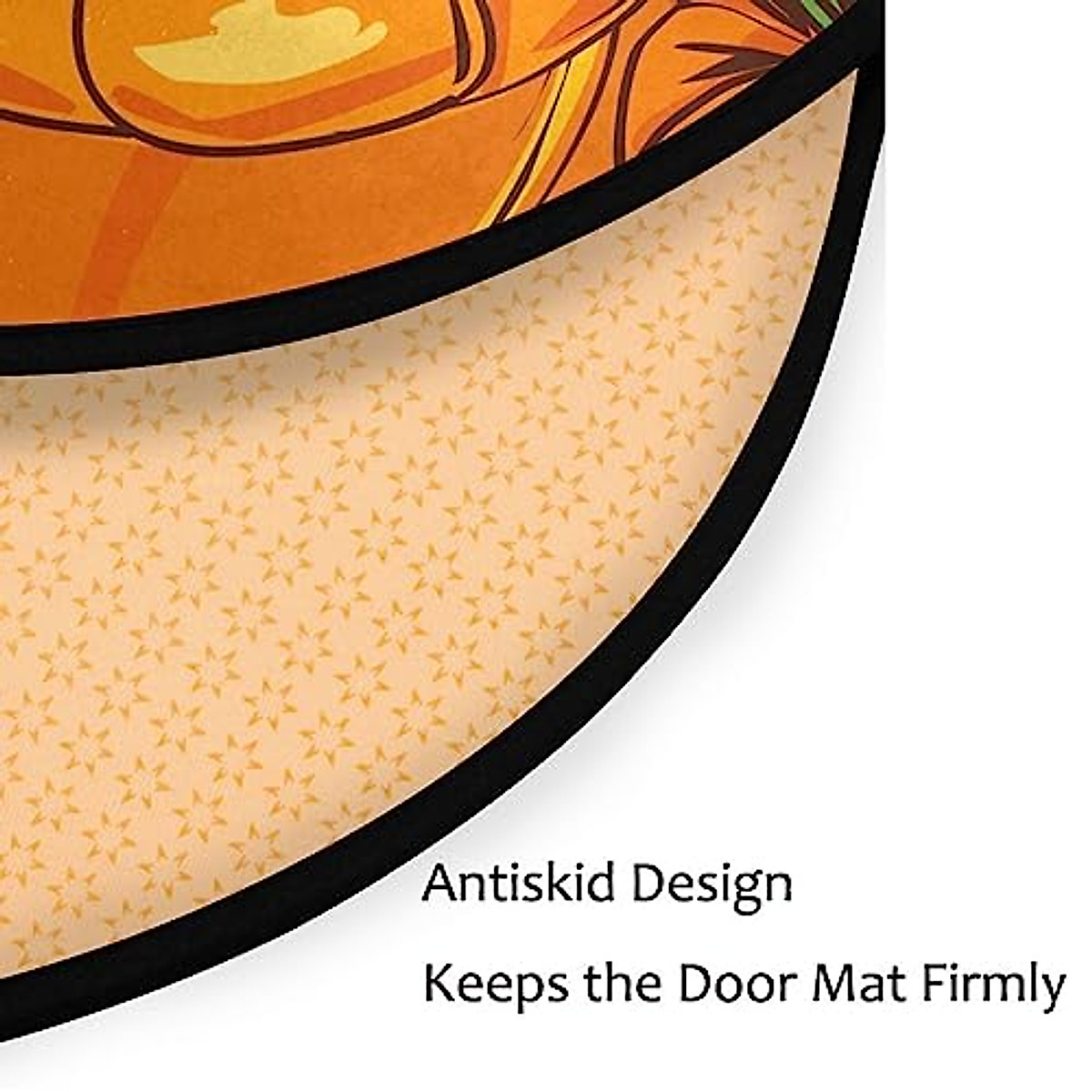 Abstract Pumpkins Pattern Area Rug Round 3ft Thanksgiving Harvest Circular Carpet Floor Mat Soft Non Skid for Living Room Dining Holiday Decor Seasonal Washable