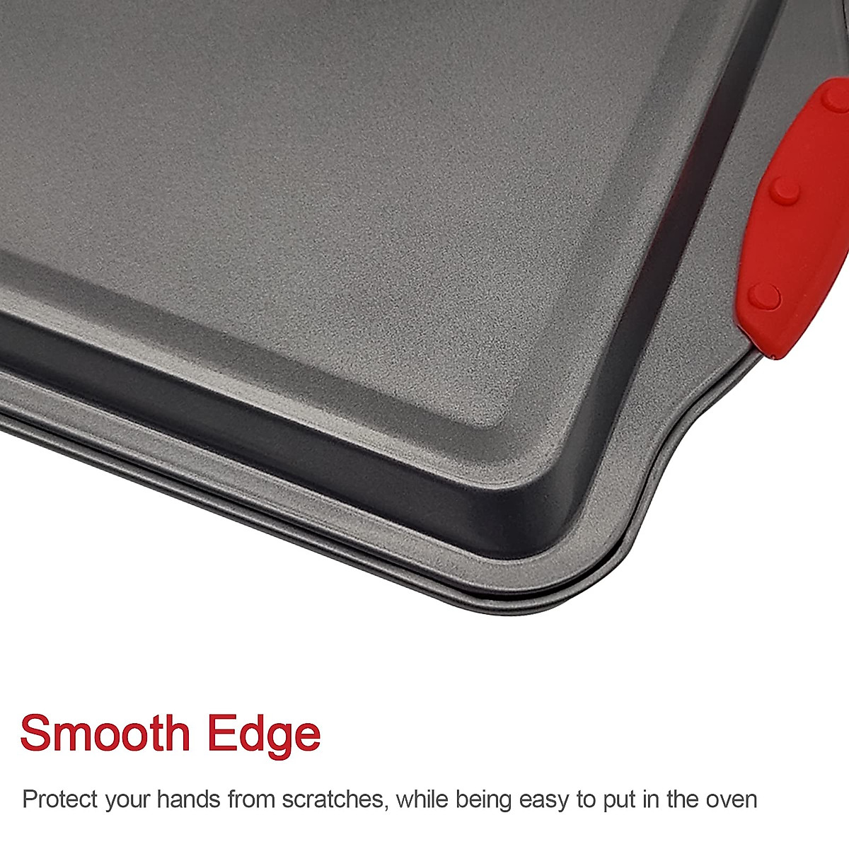 NBFTLTOP Baking Pan for Oven Non-Stick Baking Sheet Set of 4 w/Silicone Handles,Carbon Steel Baking Tray