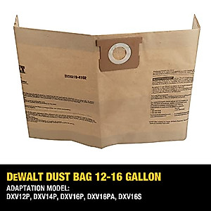 DEWALT DXVA19-4102 Dust Bag Fits for 12-16 Gallon Wet/Dry Vacuum Compatible with DXV12P DXV14P DXV16P DXV16PA DXV16S,3 Pack