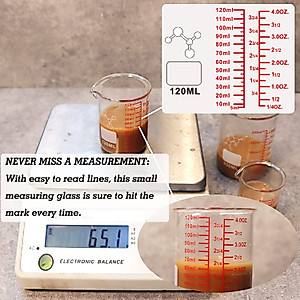 High Borosilicate Glass Measuring Cup Set-V-Shaped Spout，Includes 60ml(2OZ), 120ml(4OZ), and 250ml(8OZ) Glass Measuring Beaker for Kitchen or Restaurant, Easy to Read