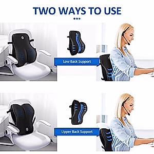 Villsure Lumbar Support Pillow, Memory Foam Back Cushion Pillow for Office Chair,Computer/Car Seat and Wheelchair with Breathable 3D Mesh ,Ergonomic Orthopedic Backrest for Back Pain Relief