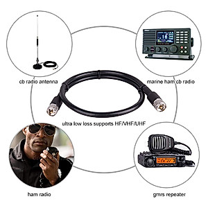 XRDS -RF PL-259 UHF CB Coax Cable 3ft, 50 ohm KMR400 PL-259 UHF Male to SO-239 Male Connector Low Loss Coaxial Cable for HAM & CB Radio, Antenna Analyzer, Dummy Load, AIS Antenna, SWR Meter