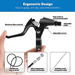 Hmseng V-Type Bike Brake Set, Complete Universal Bike Front and Rear MTB Brake, Bicycle Brakes, Inner and Outer Cables, Include Brakes Lever Calipers Multi-Tool Wrenches-Dark Black