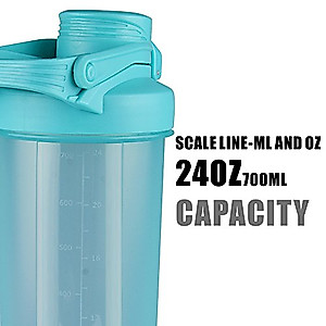 GTI Shaker Bottle - Fitness Sports Classic Protein Mixer Shaker Bottle, BPA Free, Auto-Flip Leak-Proof Lid, Handle and Mixing Ball Included - 24 Ounce, Blue.