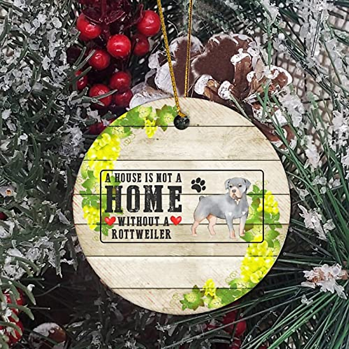 Memorial Pendant Christmas Ornaments A House Is Not A Home Without A Dog Rottweiler Pet Dogs Small Breeds Christmas Keepsake Pendant Decorations Ornament Gifts Hanging Ornament for Christmas Tree 3 in