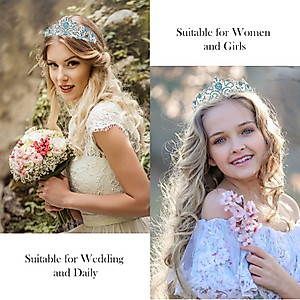 Didder Blue Opal Tiara Crowns for Women Girls, Princess Crown with Combs Tiaras for Women Girls Wedding Crowns for Brides Headband Prom Birthday Gift Halloween Costumes Hair Accessories