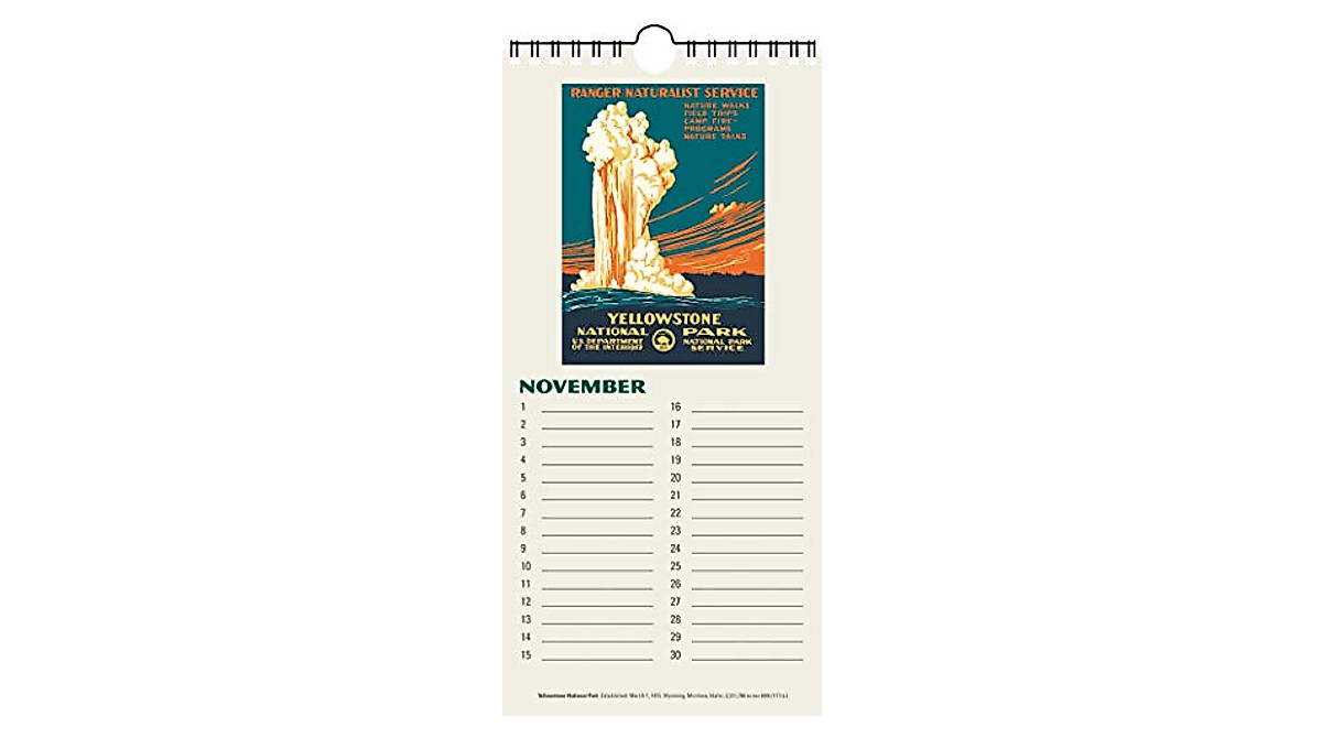 National Parks Perpetual Calendar with WPA Poster Art - Vintage Wall Decor