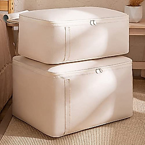 SINKITA 2 Piece Large Storage Bag Clothes Storage Organizer with Durable Handles, Durable Oxford Cloth Dust Cover for Clothing, Blanket, Quilt-Dark Grey-21.2x12.5x7.8inch