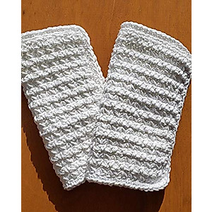 Handmade crochet washcloth, dishcloth * thick and dense *100% cotton set of 2, size 7.5 inches (White)