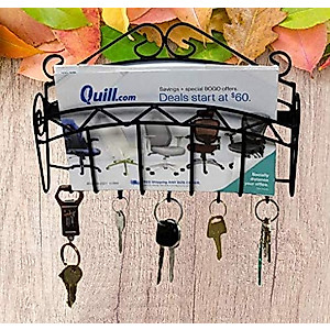 Dependable Industries Mail & Key Holder Hooks Organizer Wall Mounted Decorative Black Matte Entryway Organize Letters, Magazines, Keys, Dog Leashes Multi-Purpose