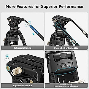 SmallRig AD-100 FreeBlazer Heavy-Duty Carbon Fiber Tripod System, 78" Video Tripod with One-Step Locking System, 360° Fluid Head and Dual-Mode Quick-Release Plate, Max Load 22 lbs for Camera -3989