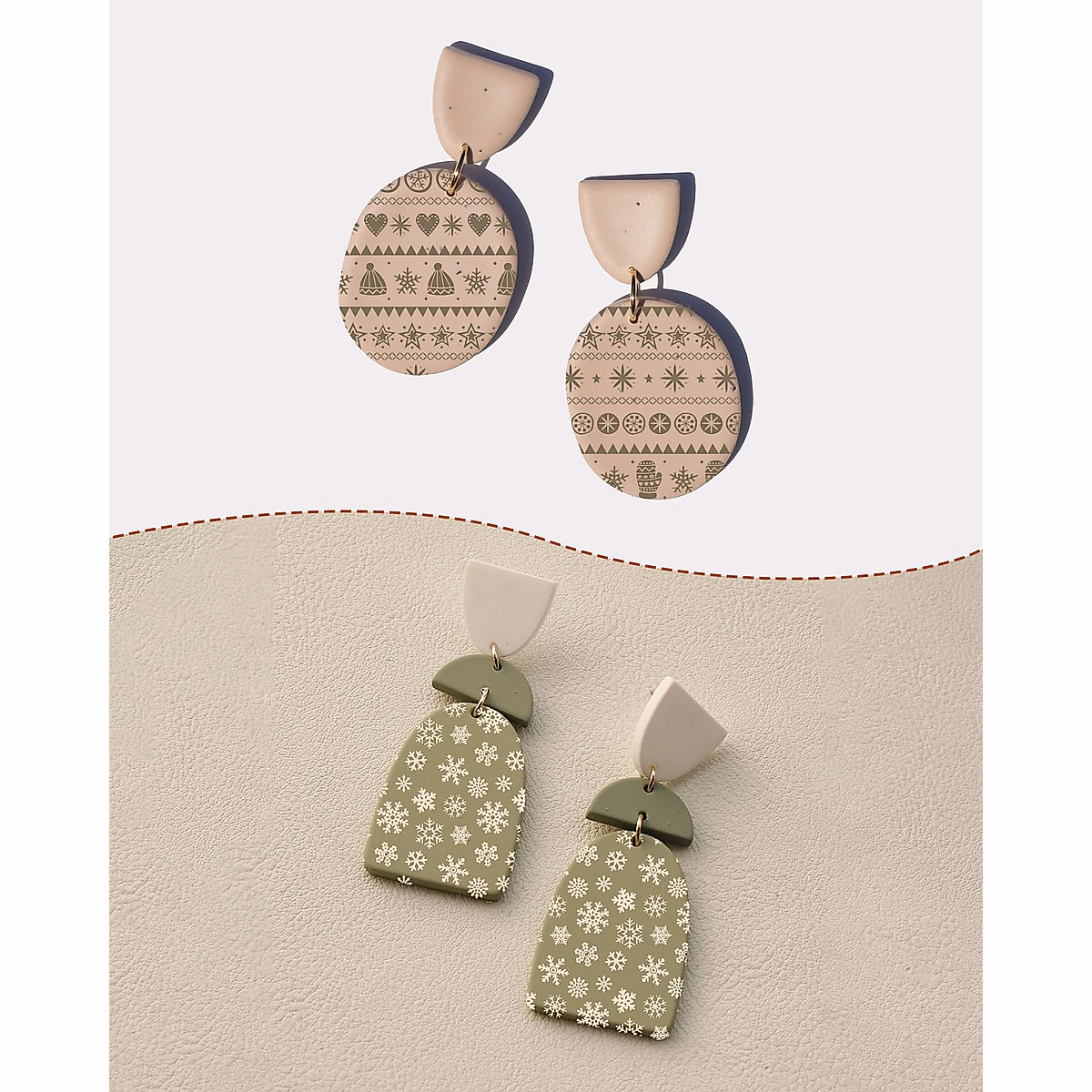 Puocaon Christmas Clay Silk Screen - 8 Pcs Sweater Silk Screen Stencils for Polymer Clay Jewelry, Deer Snowflake Holly Wreath Polymer Clay Silk Screen Stencils, Christmas Gift Reusable Screen Stencils