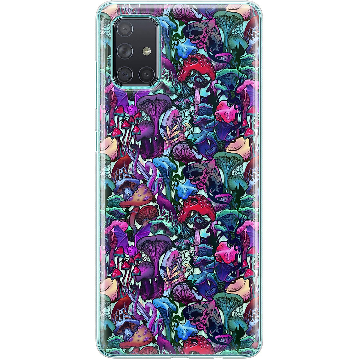 TPU Phone Case Compatible with Samsung A72 A71 5G A70 A51 A50 A32 A21 A11 A12 A13 A14 A01 Trippy Flexible Forest Witchy Lightweight Mushrooms Shockproof Fly Agaric Silicone Magic Protective Soft