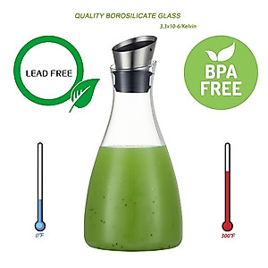 50 Ounces Borosilicate Glass Carafe with Lid, Drip-free Glass Pitcher for Hot/Cold Water, Ice Tea and Lemonade Beverage