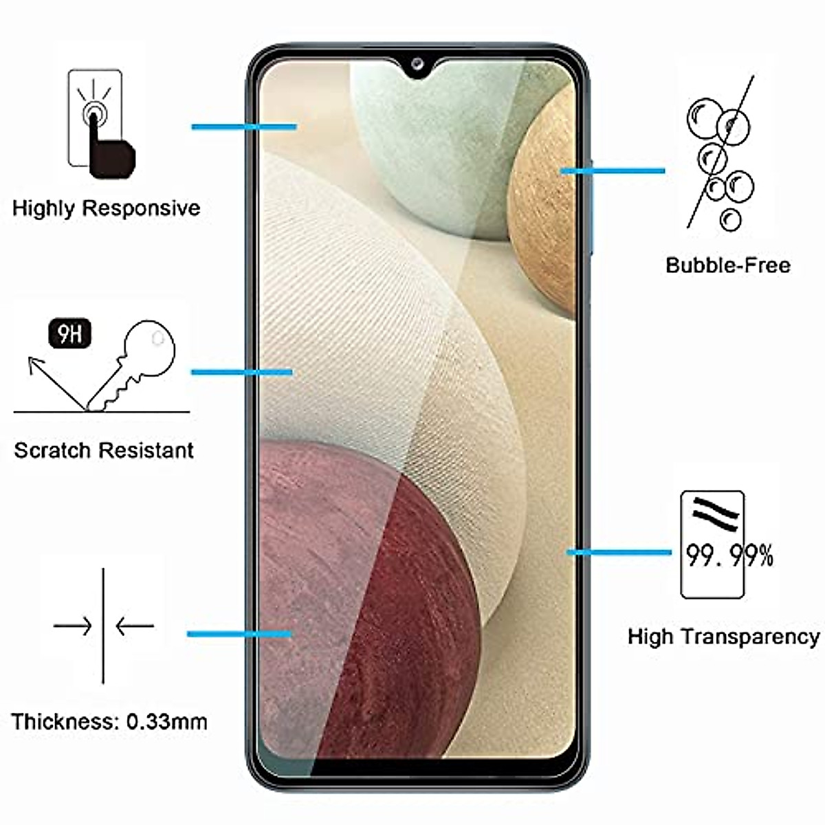 NEW'C [3 Pack] Designed for Samsung Galaxy A12, Galaxy A02s Screen Protector Tempered Glass, Case Friendly Ultra Resistant