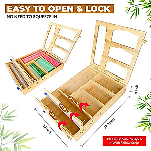 MADDIS -Ziplock Bag Storage Organizer, 6 In 1 Foil and Plastic Wrap Organizer with cutter, Ziplock Bag Storage Organizer for Kitchen Drawer or wall,Foil Organizer compatible with 12 inch size rolls.