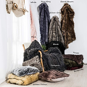 HORIMOTE HOME Luxury Plush Faux Fur Throw Blanket, Long Pile Brown with Black Tipped Blanket, Super Warm, Fuzzy, Elegant, Fluffy Decoration Blanket Scarf for Sofa, Armchair, Couch and Bed, 60''x 80''