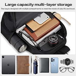 OIWAS Sling Bag For Men Fit 12.9 Inch Tablet Lightweight One Strap Backpack Black Business Crossbody Bag Travel Hiking Shoulder Bag Waterproof Cycling Chest Bag