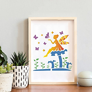 BENECREAT 12PCS Plastic Drawing Templates 12x12 Inches Angel & Fairy Moon Flowers Pattern Painting Template Stencil for Scrabooking Card Making, DIY Wall Floor Decoration