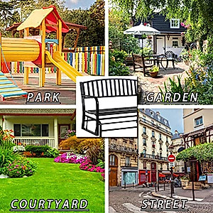 FDW Patio Glider Bench Garden Bench for Patio Outdoor Bench Metal Bench Park Bench Cushion for Yard Porch Clearance Work Entryway