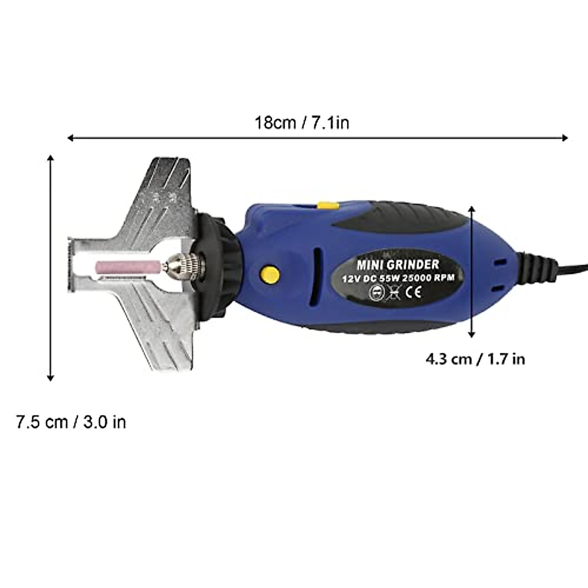 Wal front Chainsaw Chain Grinder, 12V 25000(RPM) Electric Handheld Chainsaw Sharpener Mini Chain Saw Grinder for Garden Outdoor Grinding Machine Tool