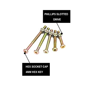 cSeao Crib Screws Hardware Replacement Kit, 18-Set M6x40mm/ 50mm/ 60mm/ 70mm/ 80mm Hex Drive Socket Cap Screws Barrel Nuts Assortment Kit for Beds Headboards Chairs Furniture