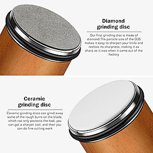 AIERLIAN Knife Sharpener Tool, Rolling Knife Sharpener Kit, Knife Sharpening with Diamonds and Ceramic for Steel of Any Hardness, Kitchen knife Sharpener with 15 & 20 Degree Magnetic Angle(Brown)