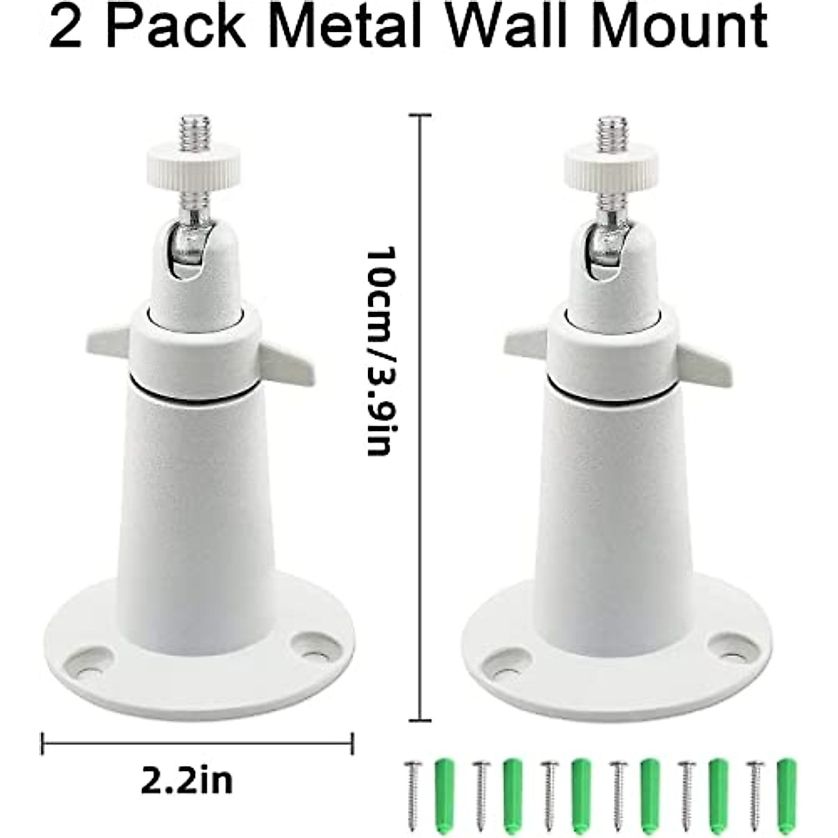 2pack Wall Mount Compatible with Ring Stick Up Cam & Ring Indoor Cam，Adjustable Mounting Bracket for Arlo, Arlo Pro 2 3, Arlo Ultra CCTV Camera and Compatible Camera with 1/4 Screw Head