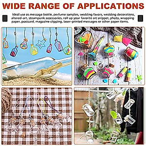 Tanstic 119Pcs 6 Shapes Glass Jars Bottles with Cork Stoppers Set, 48Pcs Wish Bottles Glass Favor Jars with 50Pcs Eye Screws, Lobster Claw Clasps and 30 Yards Twine for Wedding Party DIY Decoration