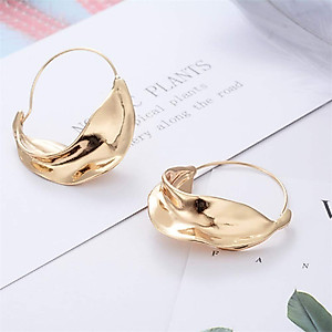 Xerling Statement Silver and Gold Hook Earrings Irregular Leaves Dangle Hoop Earrings Bohemian Trendy Stud Earrings for Women (Gold)
