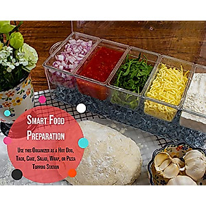 gesPINK Condiment Trays, Condiment Servers, Set of 2 Garnish Trays with Lid for Bar, Bar Fruit Caddies with Lid, Bar Condiment Trays with Lid, Condiment Servers for Parties, Chilled Serving, Utensils