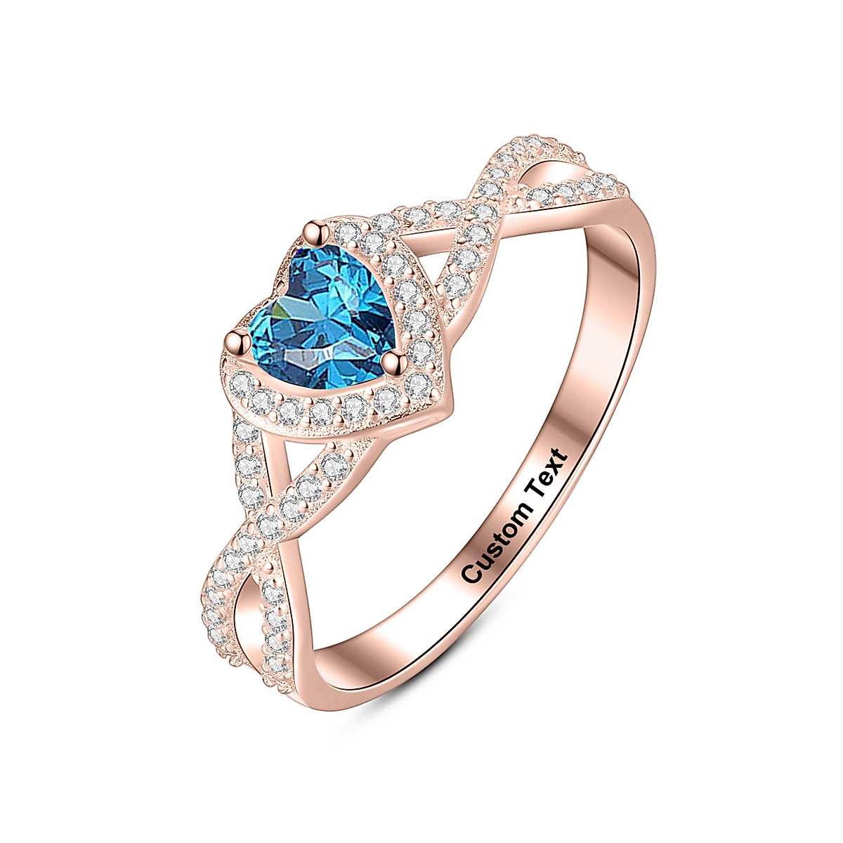 EBAT Halo Promise Ring Heart Love Birthstone Rings 1 Stone for Women Her Best Friends Jewelry Mothers Day Gifts With Birthstones Mother Daughter Personalized Engraved Custom Name