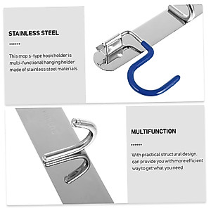 DOITOOL Mop Holder S- Type Mop Hook Toiletries Organizer Mops Rakes Holder Wall Hanger Hooks Garage Tool Organizer Heavy Duty Mop S-type Mop Hook Rack Stainless Steel Wall Mount Tableware