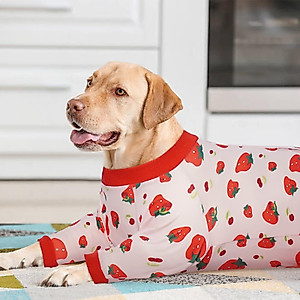 Kuoser Dog Surgery Recovery Suit, Female Male Large Medium Dog Neuter Spay Onesie, Long Sleeve Dog Shedding Suit Soft Dog Pajamas for All Seasons, Pink XL