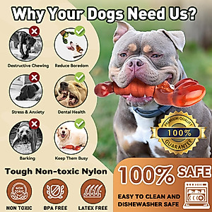 BIKIISEN Squeaky Dog Toys for Aggressive Chewers for Large Dogs, Interactive Dog Chew Toys to Keep Them Busy, Indestructible Squeaky Dog Toys, Tough Dog Toys for Medium/Large Dogs (Red)