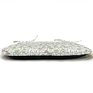 Lunarable Farm Chair Seating Cushion Set of 2, Spring Easter Party Theme Eggs and Leaves Art Print, Anti-Slip Seat Padding for Kitchen & Patio, 16"x16", Fern Green Pale Pink