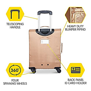 Bixbee Kids Luggage, Kids Luggage with Wheels for Girls & Boys with Telescoping Pullout Handle, Strap and Pockets- Lightweight Kids Suitcase & Carry On Bag for Airport, Travel, Overnight in Gold