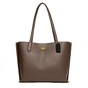 COACH Polished Pebble Leather Willow Tote, Dark Stone