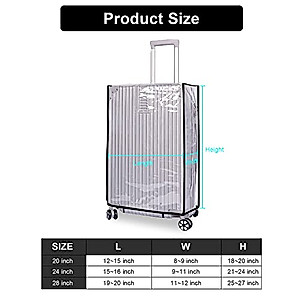 GIVIMO 3 Pieces Clear Luggage Cover 20/24/28 inch Set PVC Luggage Protector Suitcase Cover Waterproof Transparent Cover for Luggage Tsa Approved